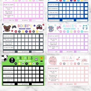 Personalised Re-usable Reward Chart With Velcro Stars, Wipeable Pen for ...