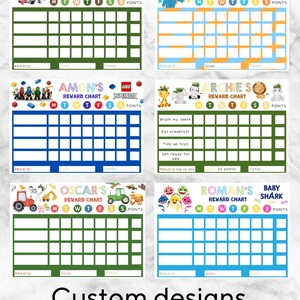 Personalised Re-usable Reward Chart With Velcro Stars, Wipeable Pen for ...