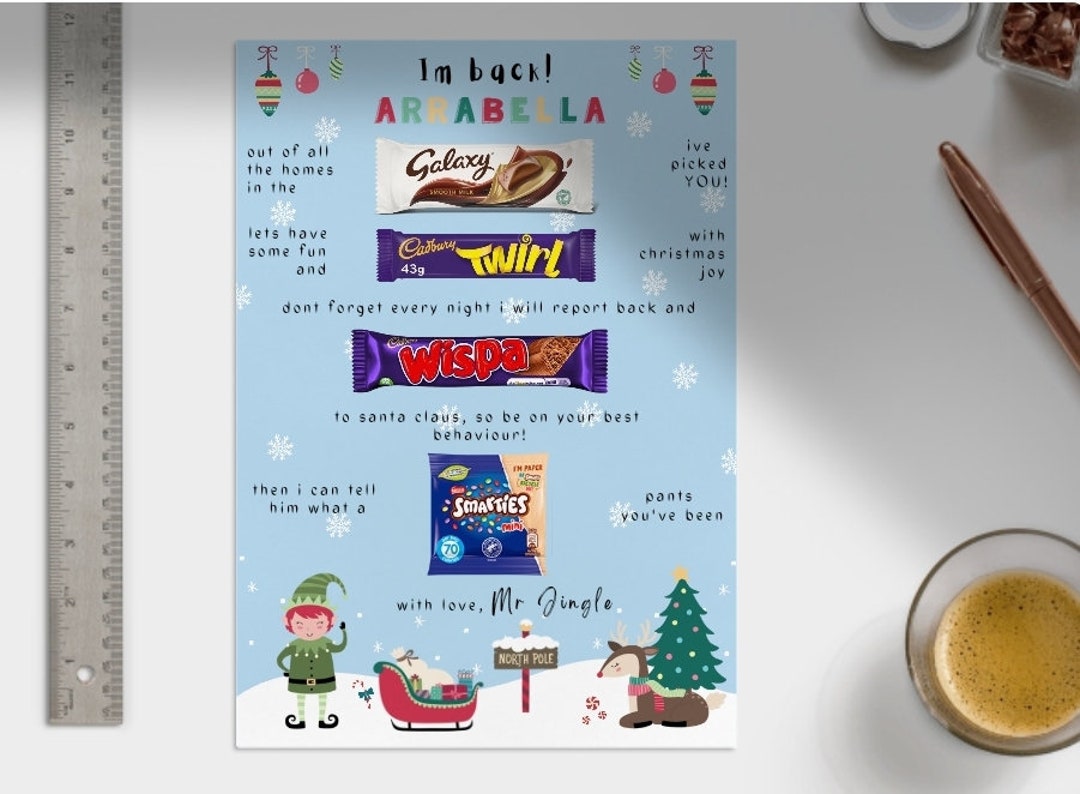 Elf Arrival Chocolate Board Gift A3 A4 Digital Download PNG - Etsy ...