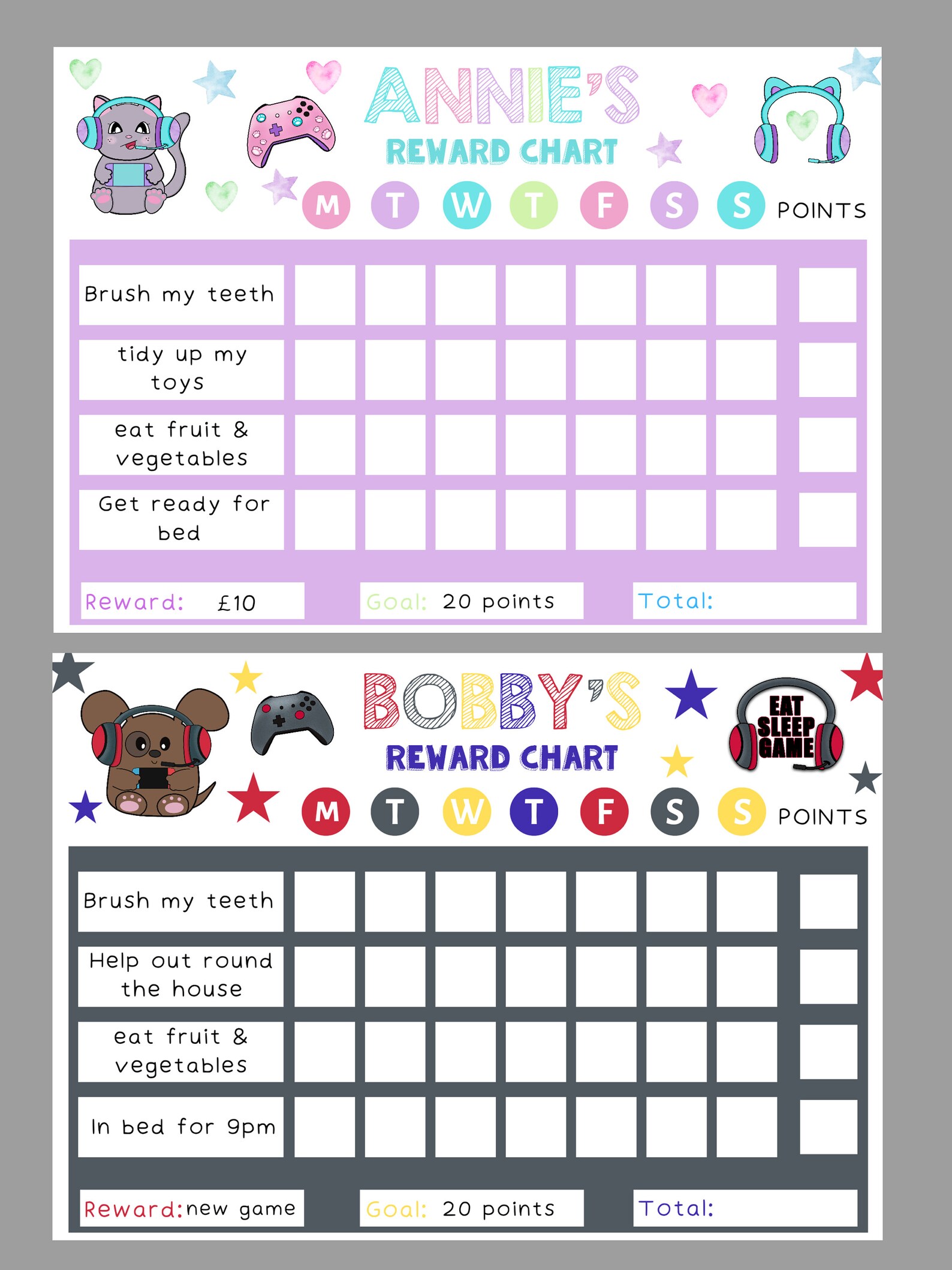 Personalised Re-usable Reward Chart With Velcro Stars - Etsy