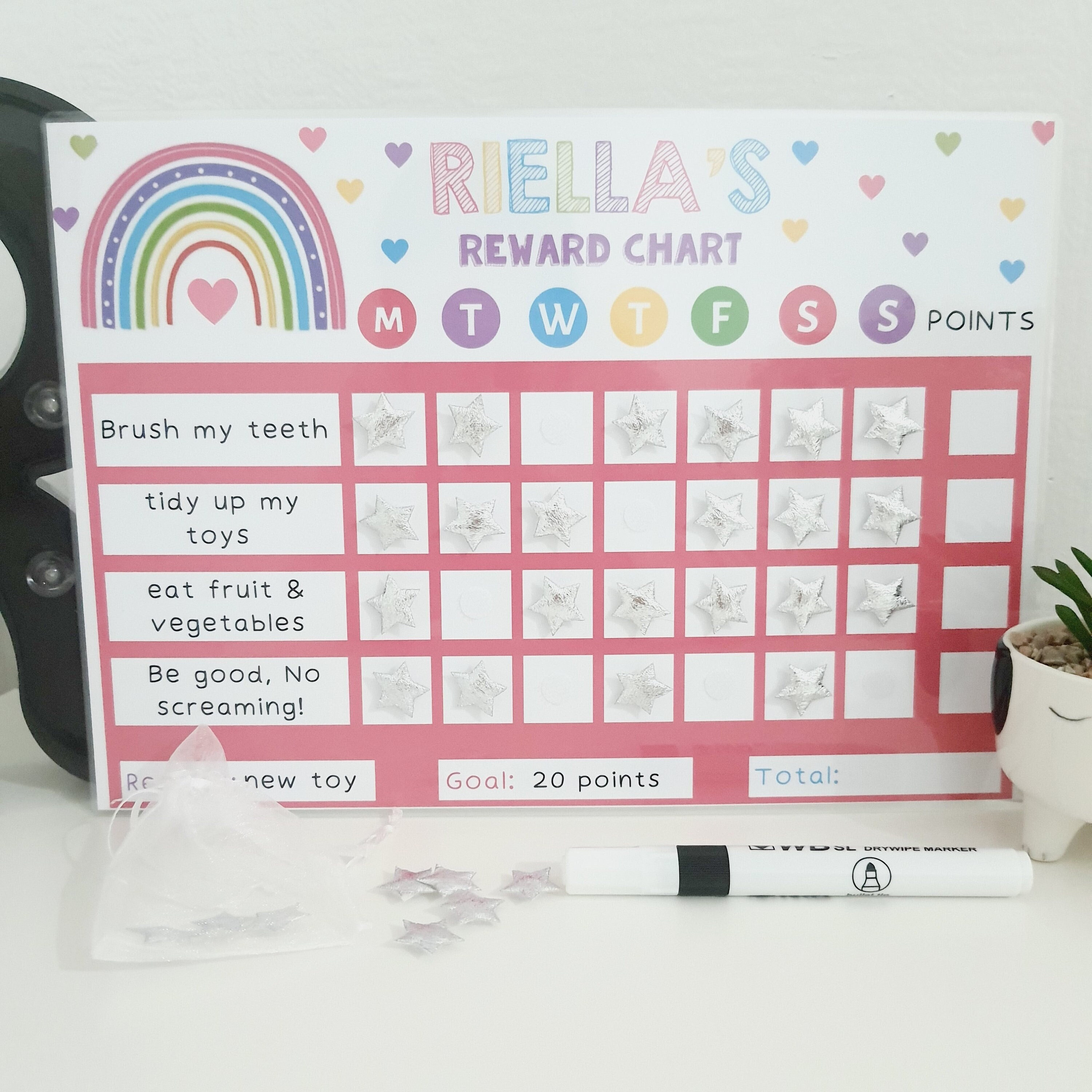 Personalised Re-usable Reward Chart With Velcro Stars - Etsy UK