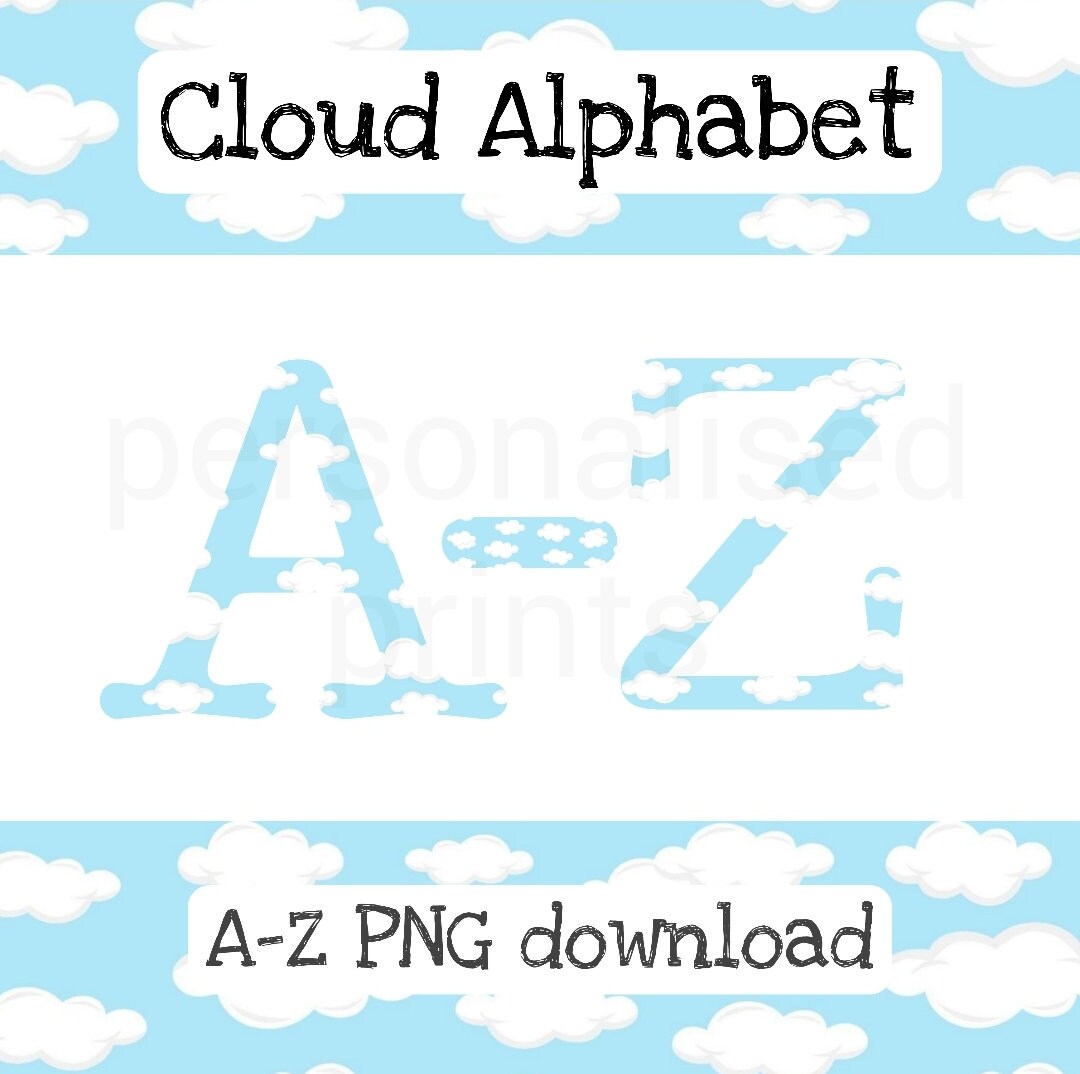 Cloud Blue Sky Alphabet A-Z PNG Digital Download - Etsy