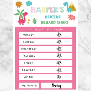 Personalised Re-usable Reward Chart With Velcro Stars, Wipeable Pen for ...