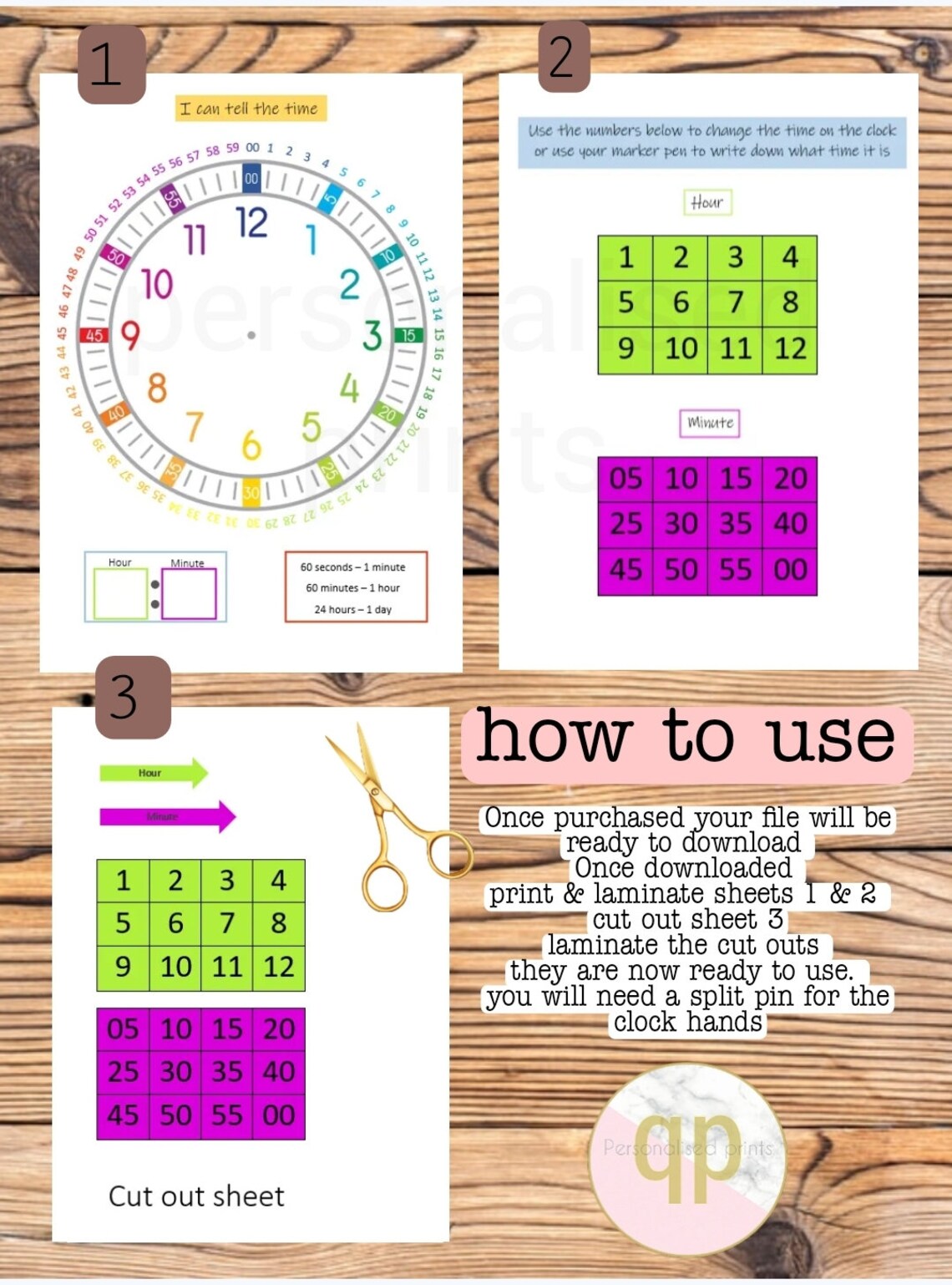 How to Tell the Time Worksheet Clock Learning Clock Face - Etsy