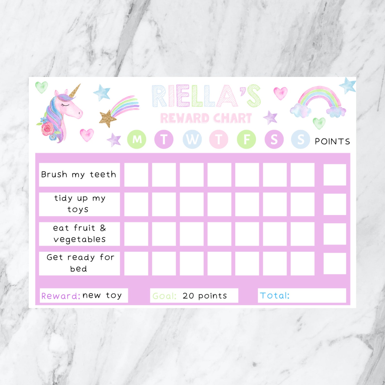 Personalised Re-usable Reward Chart With Velcro Stars - Etsy