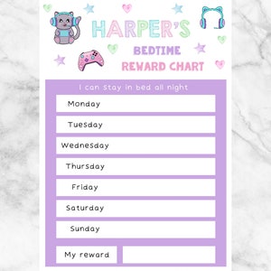 Personalised Re-usable Reward Chart With Velcro Stars, Wipeable Pen for ...