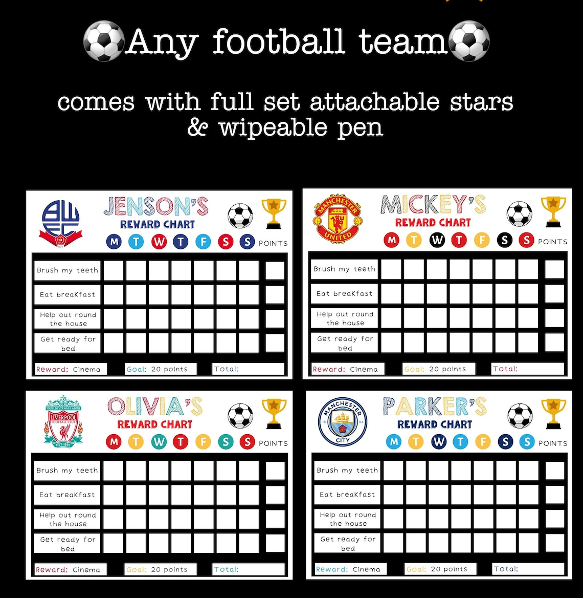 Personalised Re-usable Reward Chart With Velcro Stars - Etsy