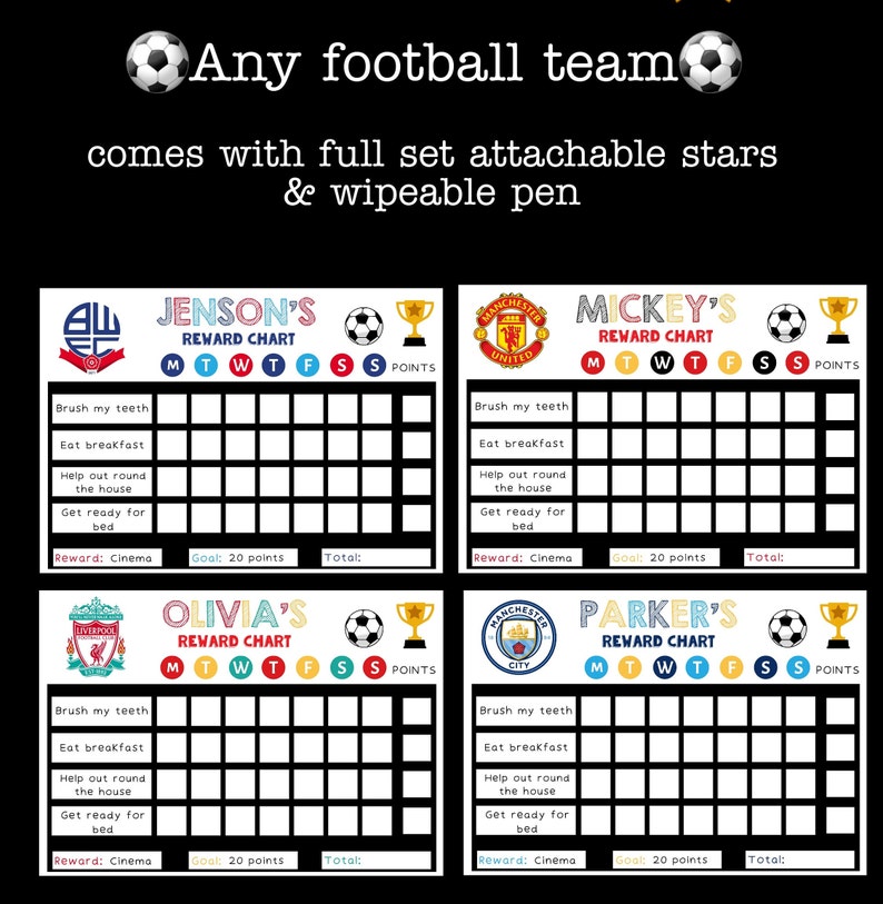 Personalised Re-usable Reward Chart With Velcro Stars - Etsy