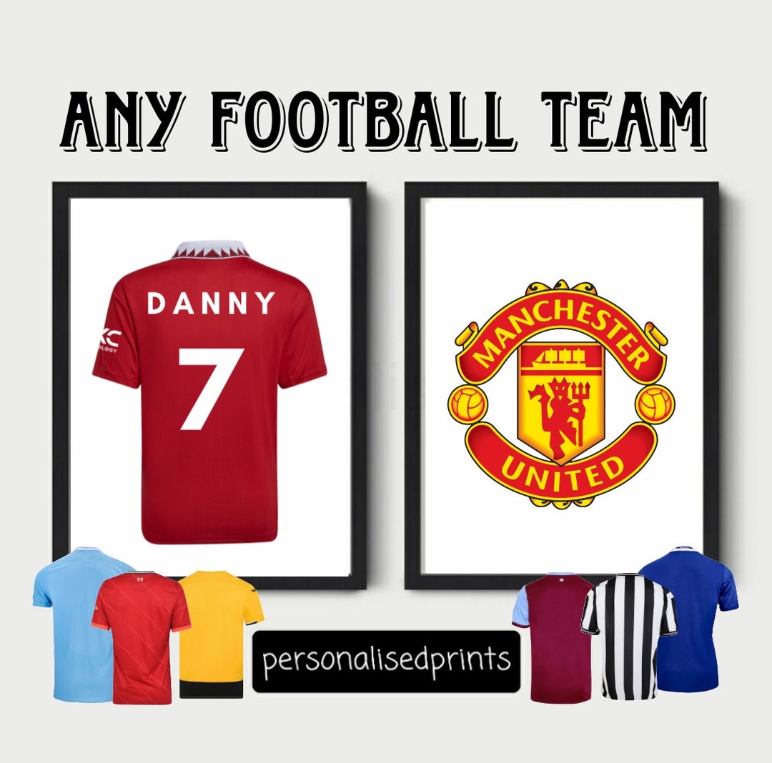 Personalised Football Shirt Print, Football Prints, Football Logo ...
