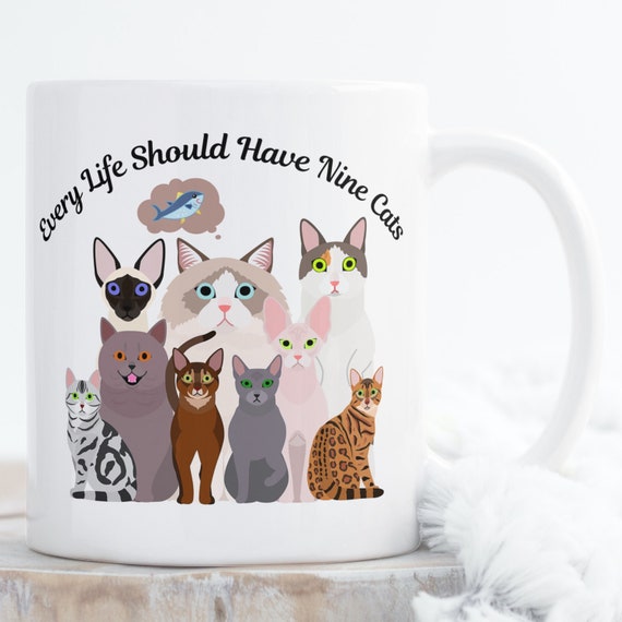Every life should have nine cats pedigree breads tea coffee | Etsy