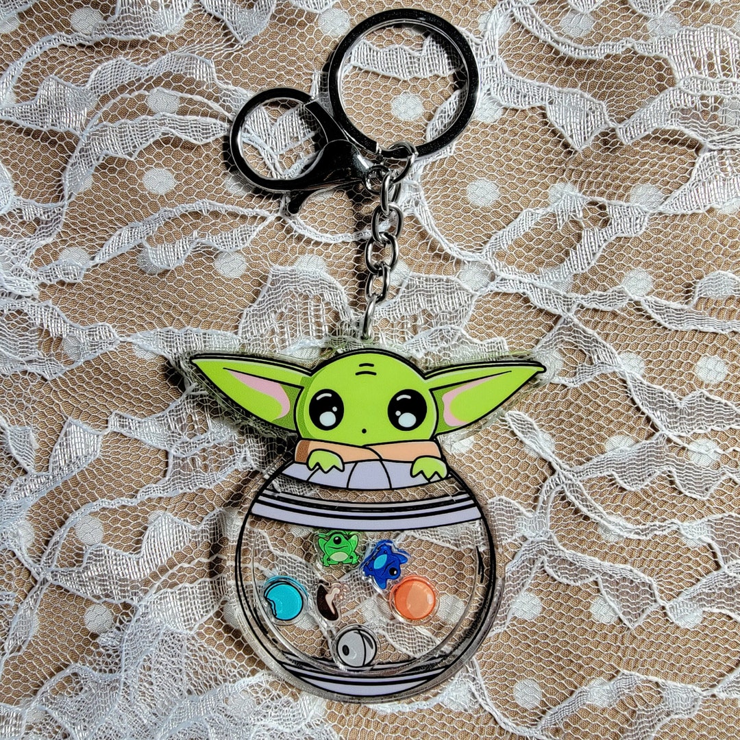 Whimsical Grogu Shaker Keychain With Acrylic Charms | Baby Yoda ...