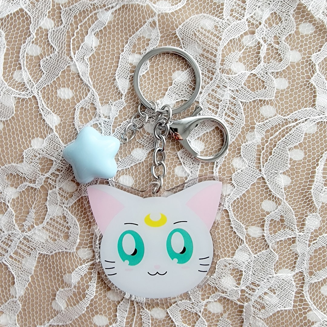 Sailor Moon's Luna and Artemis Cat Keychain With Blue Star Charm | 90s ...