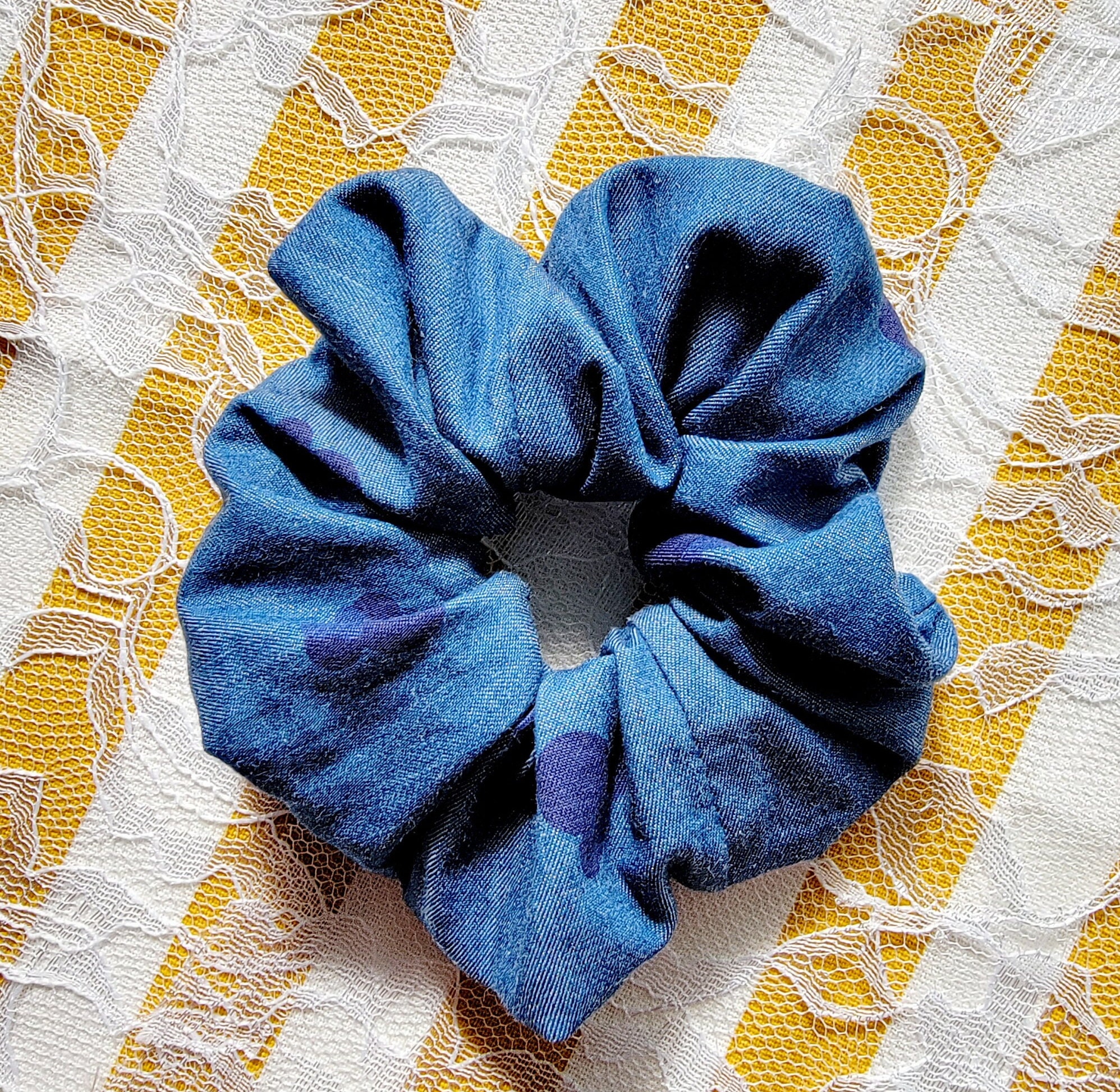 Blue Denim Minnie Mouse Head Scrunchies | Cotton Fabric Hair Scrunchies ...