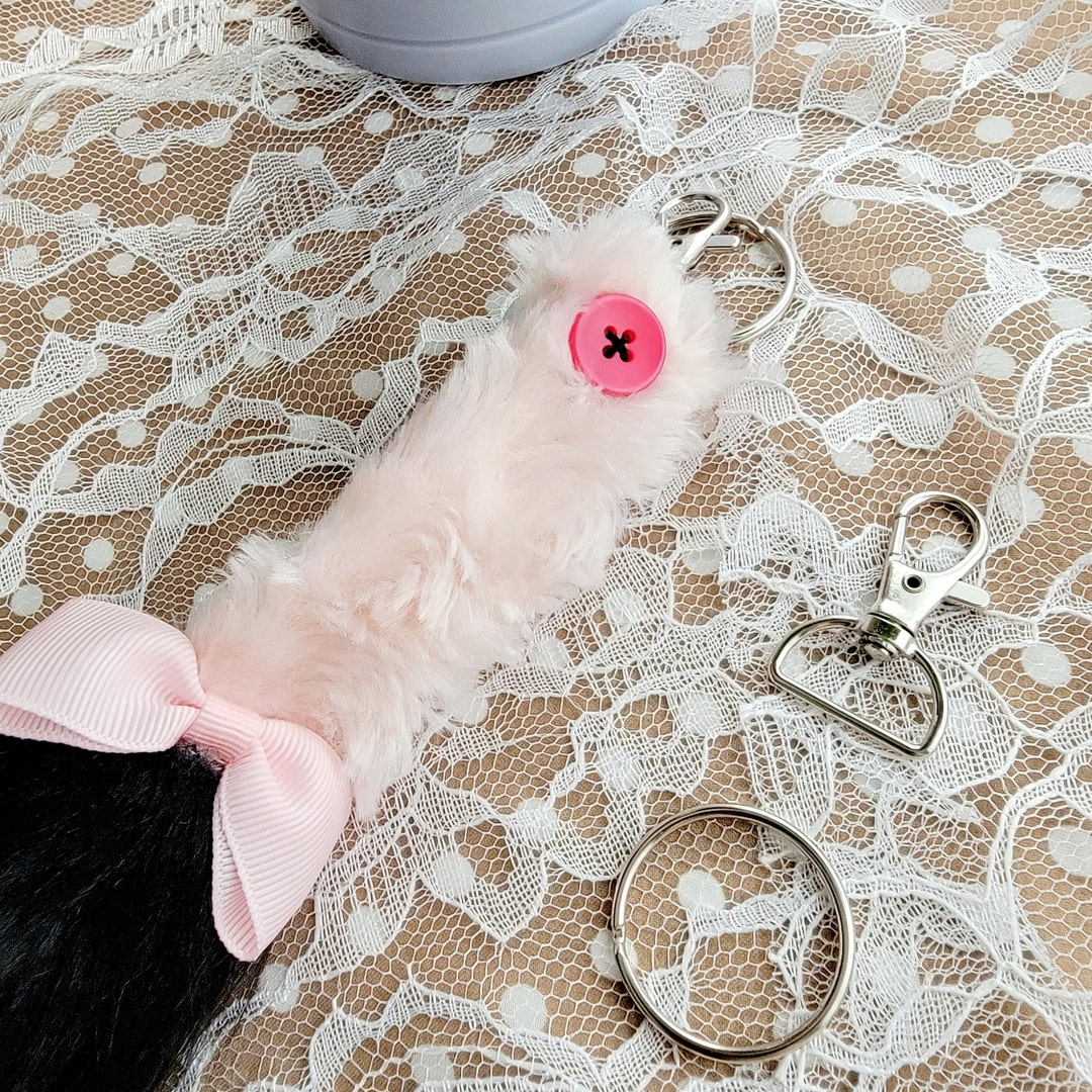 Plush Pastel Pink Eeyore Tail Keychain With Pink Bow for Disney Lovers ...