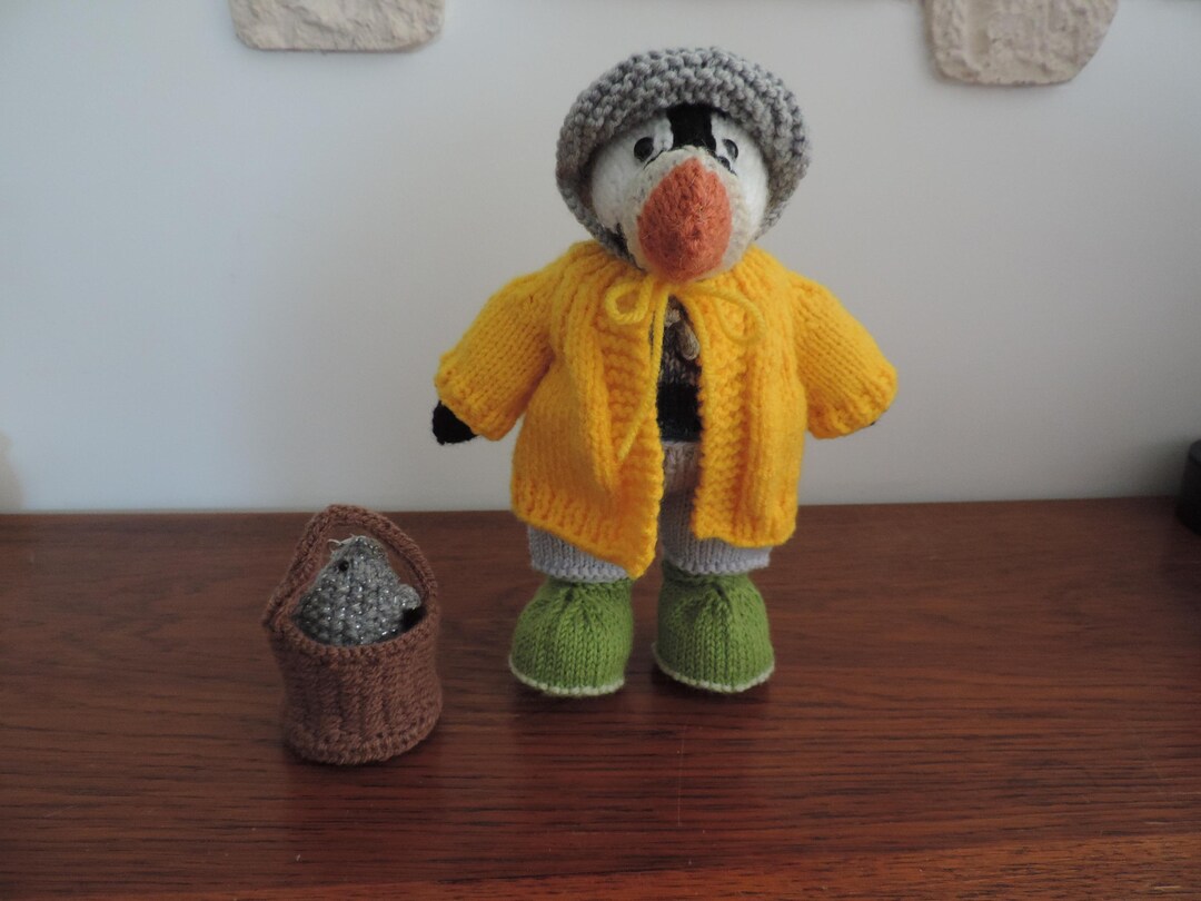 Hand Knitted Puffin Stuffed Animal and Its Wardrobe Knitted Toy Doll - Etsy