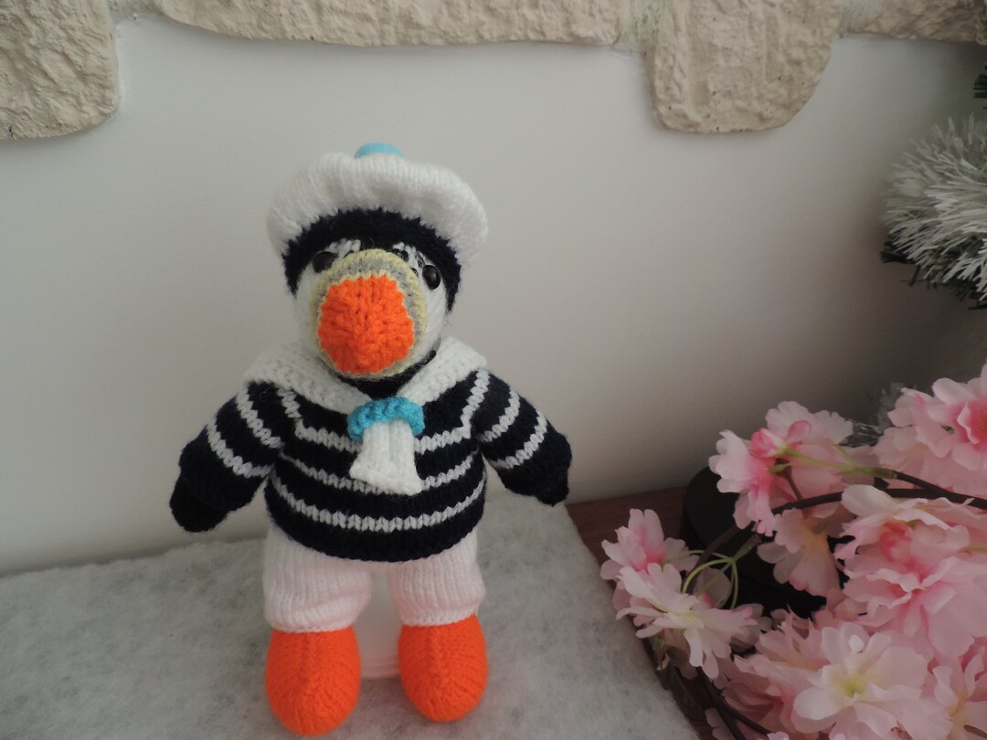 Hand Knitted Puffin Stuffed Animal and Its Wardrobe Knitted Toy Doll - Etsy