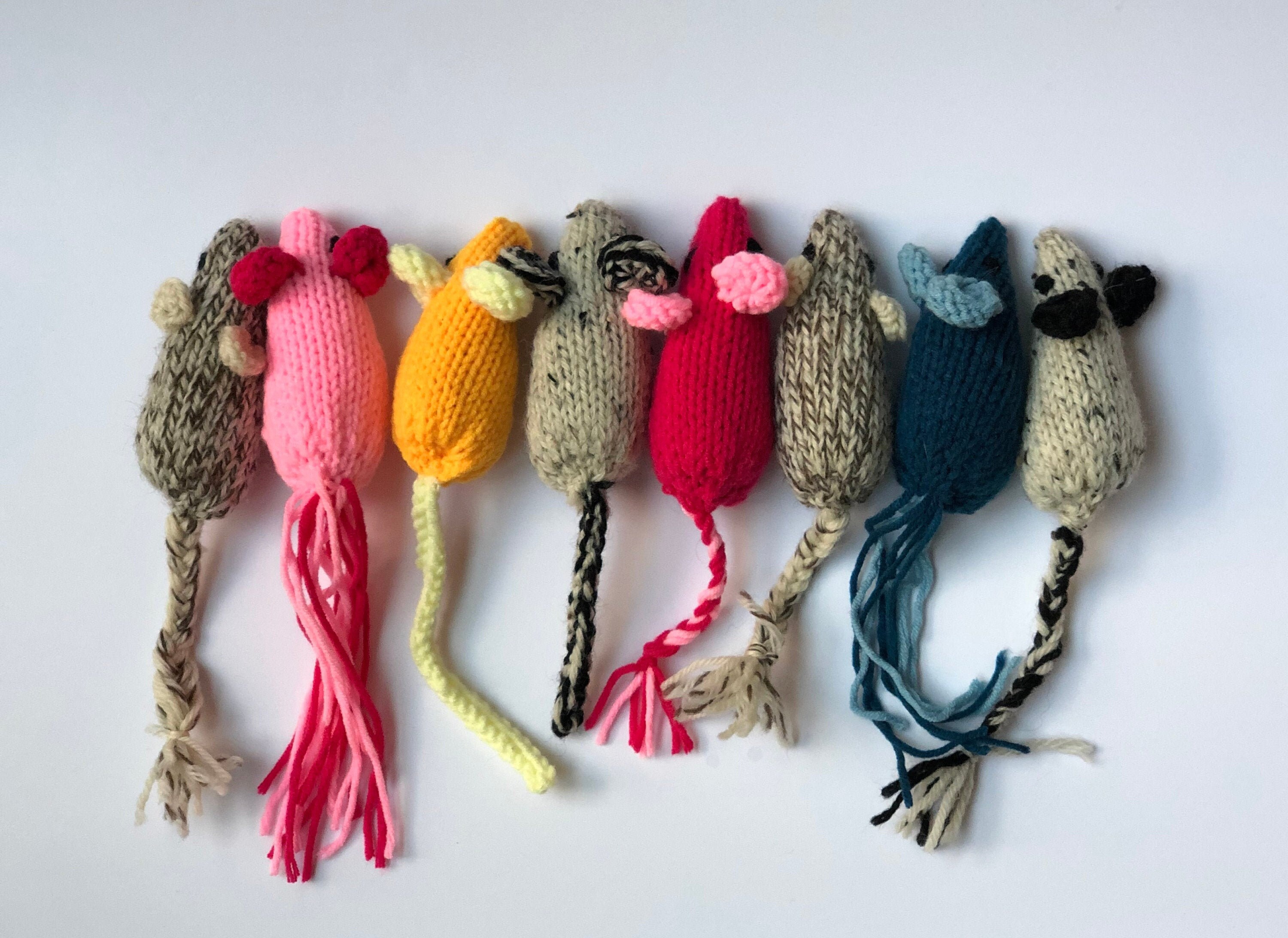 Catnip Toy Hand Knit Mouse Cat Toy Eco-friendly Cat Toy Handmade Cat ...