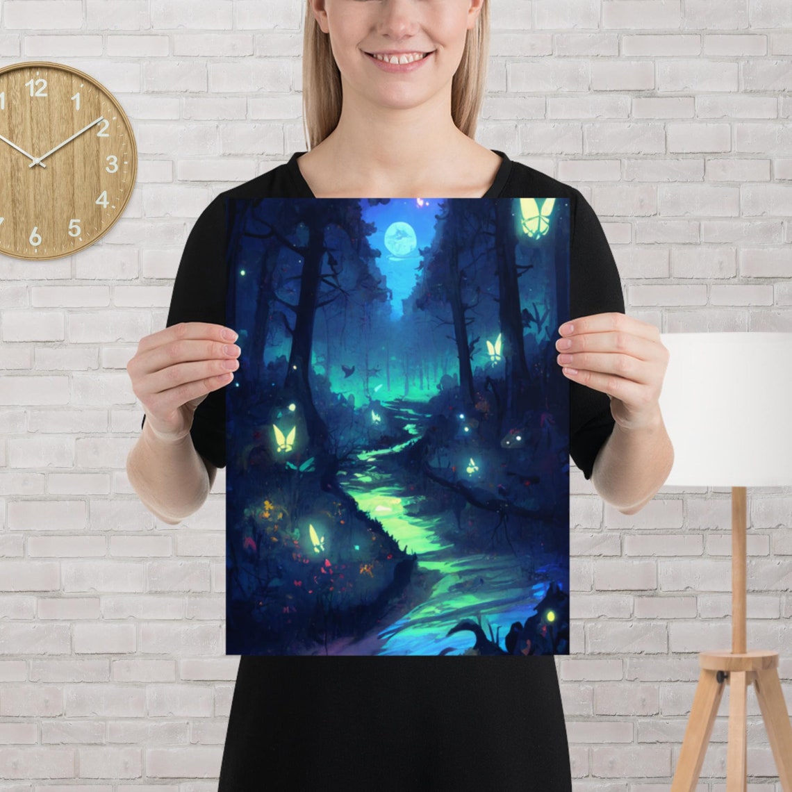 Magical Moonlit Forest Stream Poster - Etsy