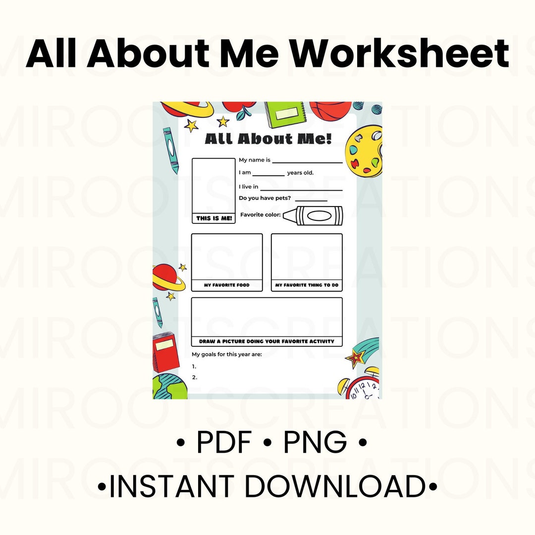 All About Me Worksheet, First Day of School Worksheet, Get to Know Me ...