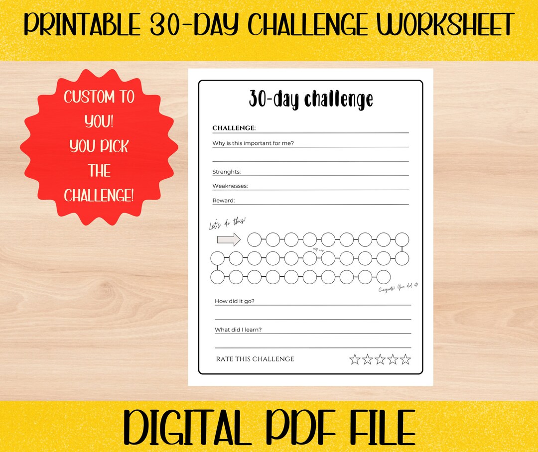 Printable 30-day Challenge, Printable 30-day Goal Log, Printable 30-day ...
