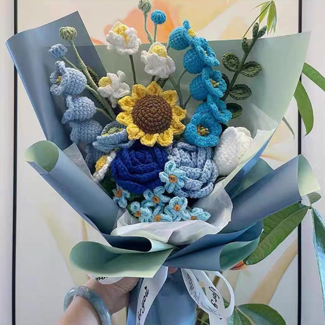 Knitted Flowers Crochet Flowers Bouquet Handmade Knitted - Etsy