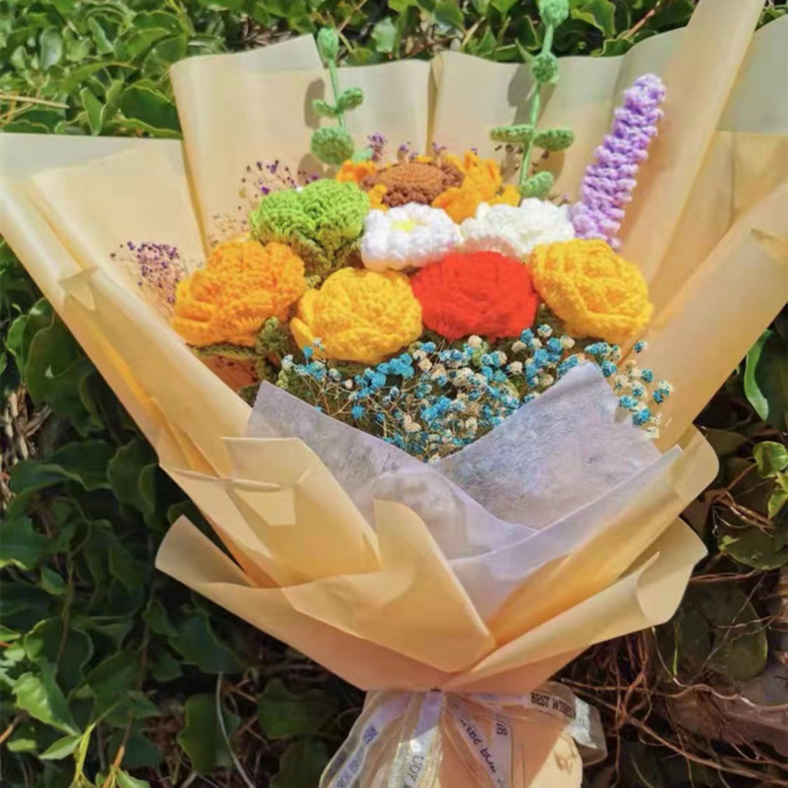 Knitted Flowers Crochet Flowers Bouquet Handmade Knitted | Etsy