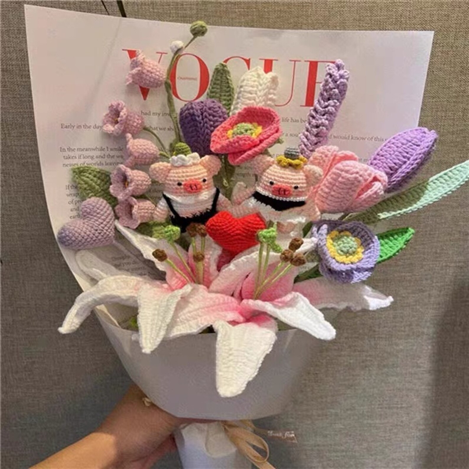 Crochet Cartoon Doll Bouquetcrochet Flowers Bouquet Handmade - Etsy