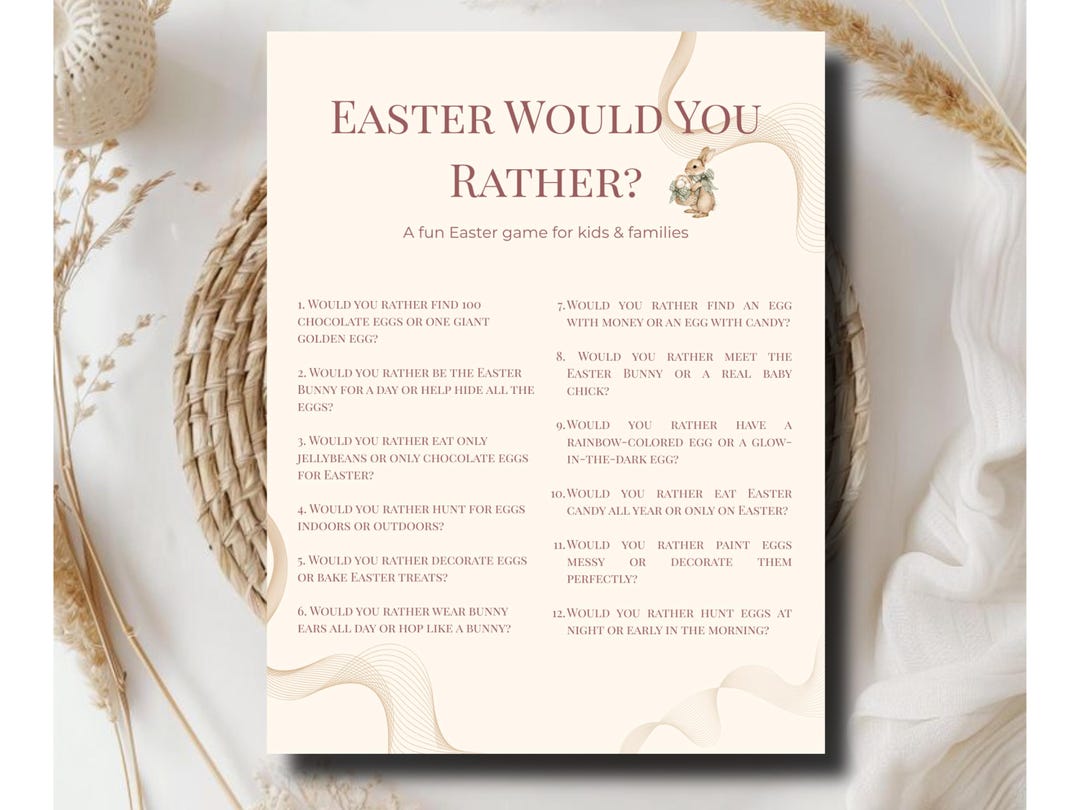 Easter Would You Rather Game Printable | Easter Party Game for Kids ...