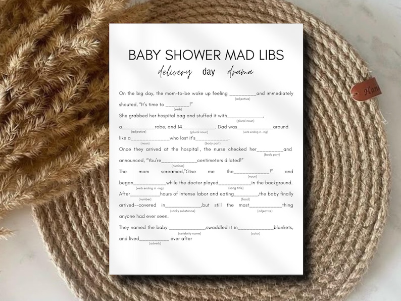 Funny Baby Shower Game, Baby Shower Mad Libs, Hilarious Baby Story ...