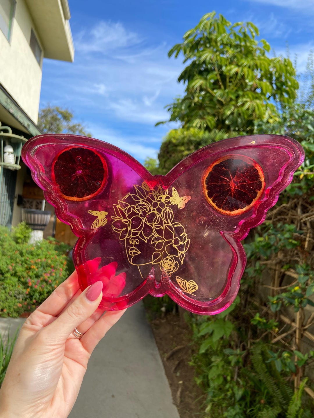 Raspberry Butterfly Trinket Tray (imperfect) - Etsy