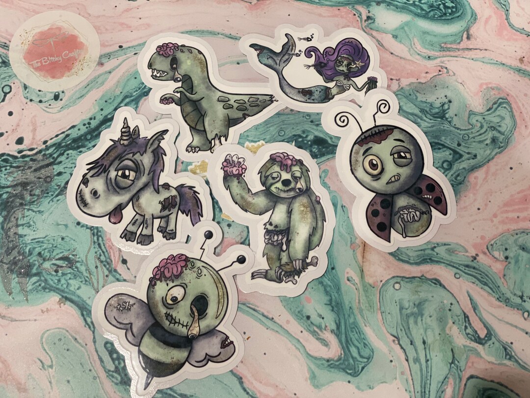 Zombie Themed Sticker Set | Tumbler Water Bottle Sticker Decal ...