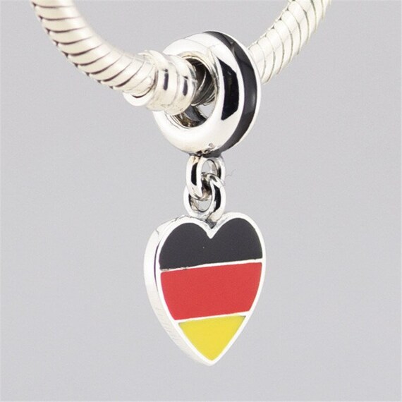 Germany Flag Dangle Charm 100% 925 Sterling Silver Enamel | Etsy