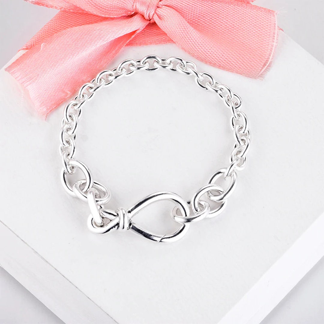 Chunky Infinity Knot Chain Bracelet 100% 925 Sterling Silver - Etsy