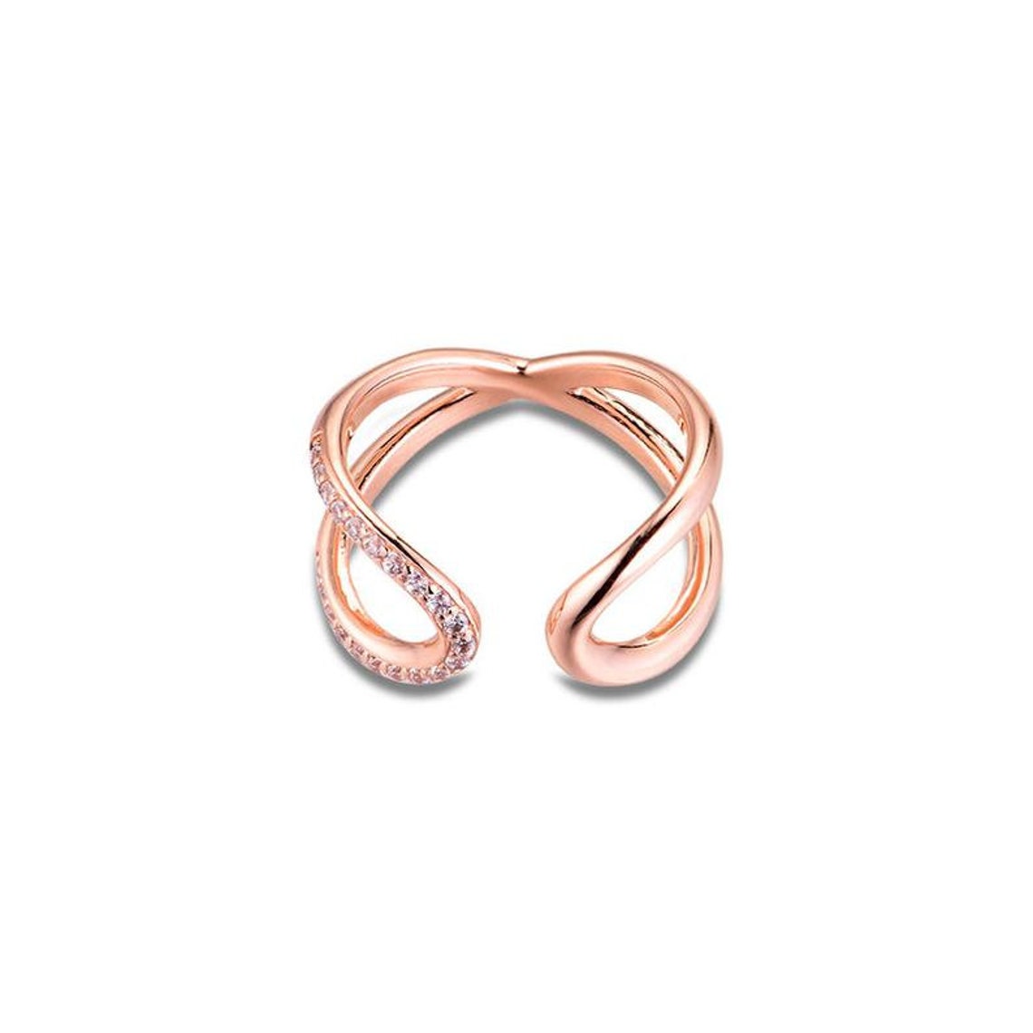 Wrapped Open Infinity Ring Rose Gold Plated With CZ Pandora - Etsy