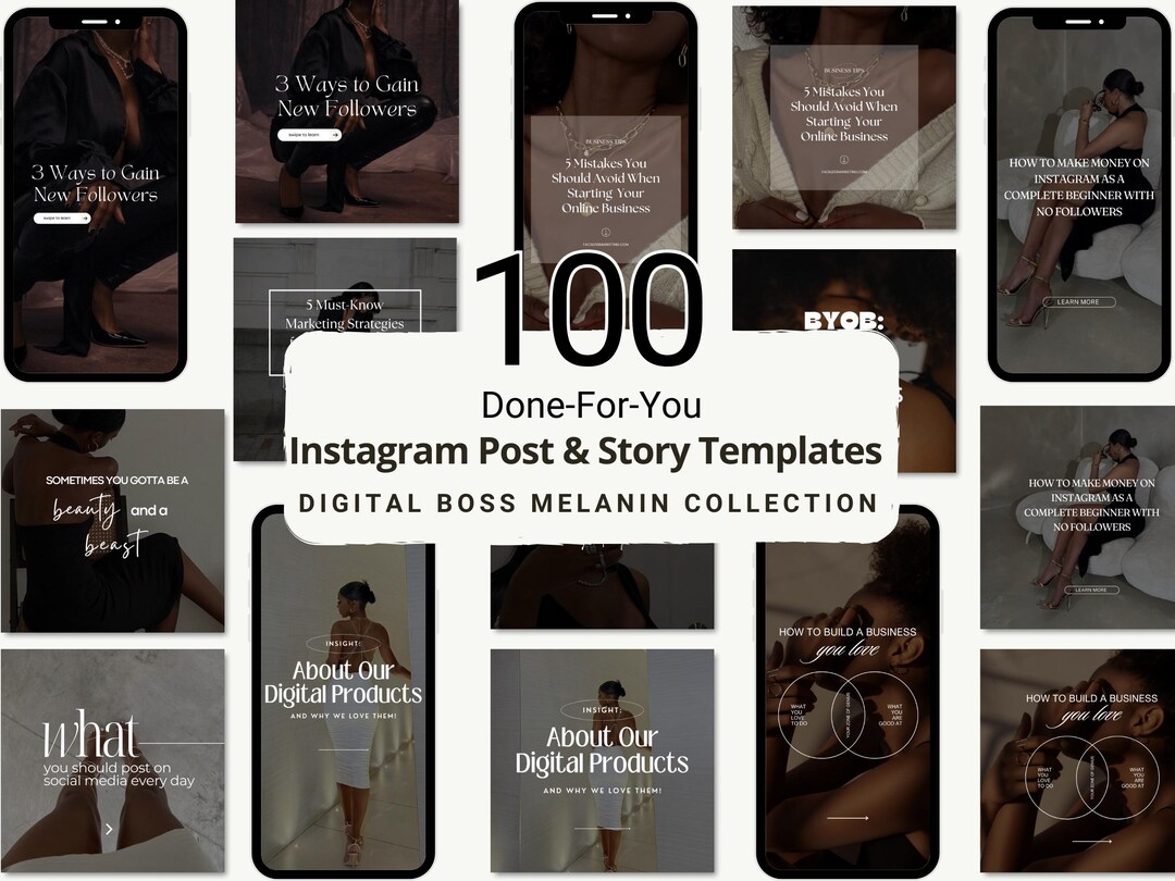 100 Faceless Melanin Instagram Templates for Faceless Digital Marketing ...