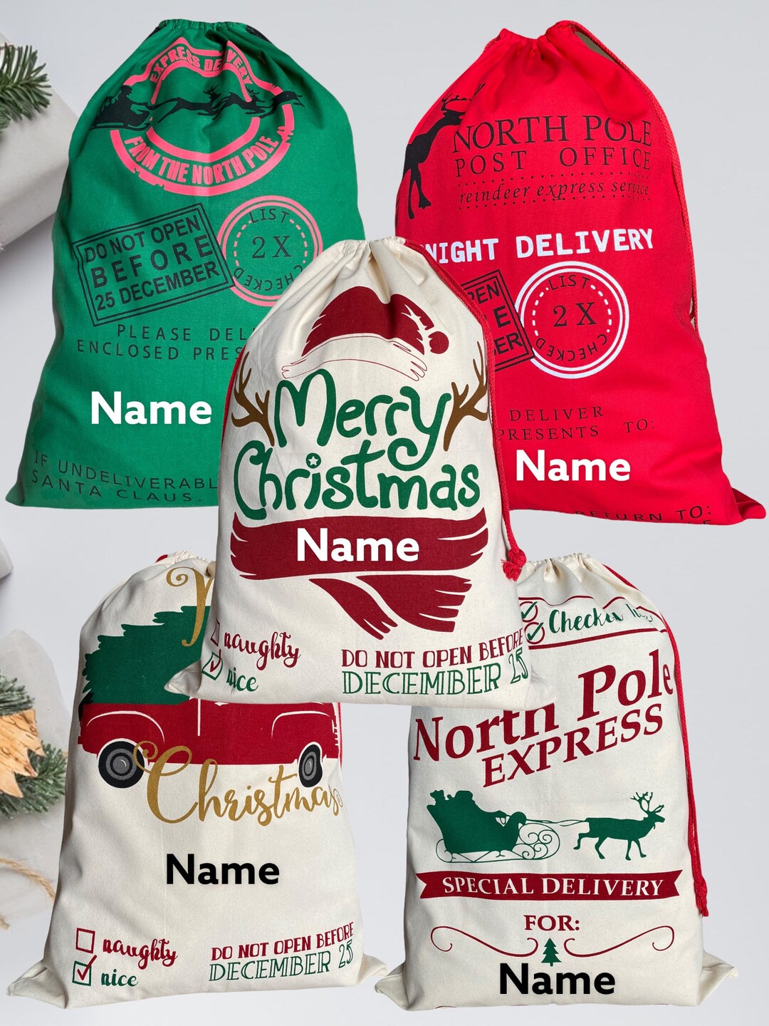 Personalized Drawstring Santa Sack - Canvas Santa Sack -canvas ...