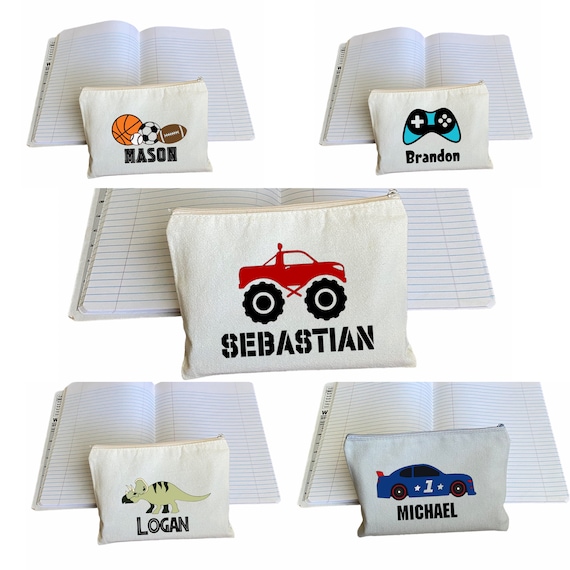 Personalized Canvas Boy's Pencil Pouch Pencil Case - Etsy