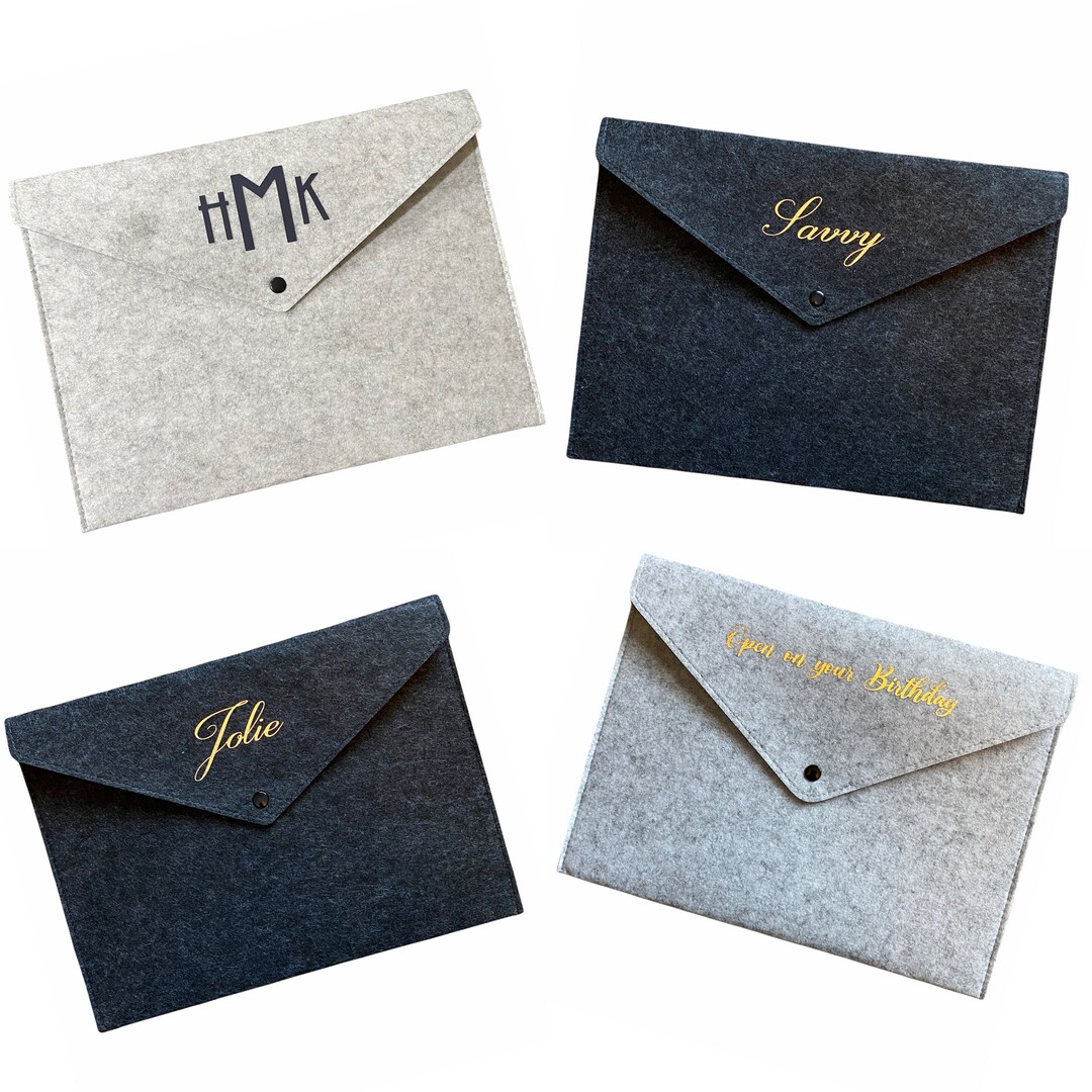 Personalized Felt File Folder-grey/black Felt File Folder-custom ...