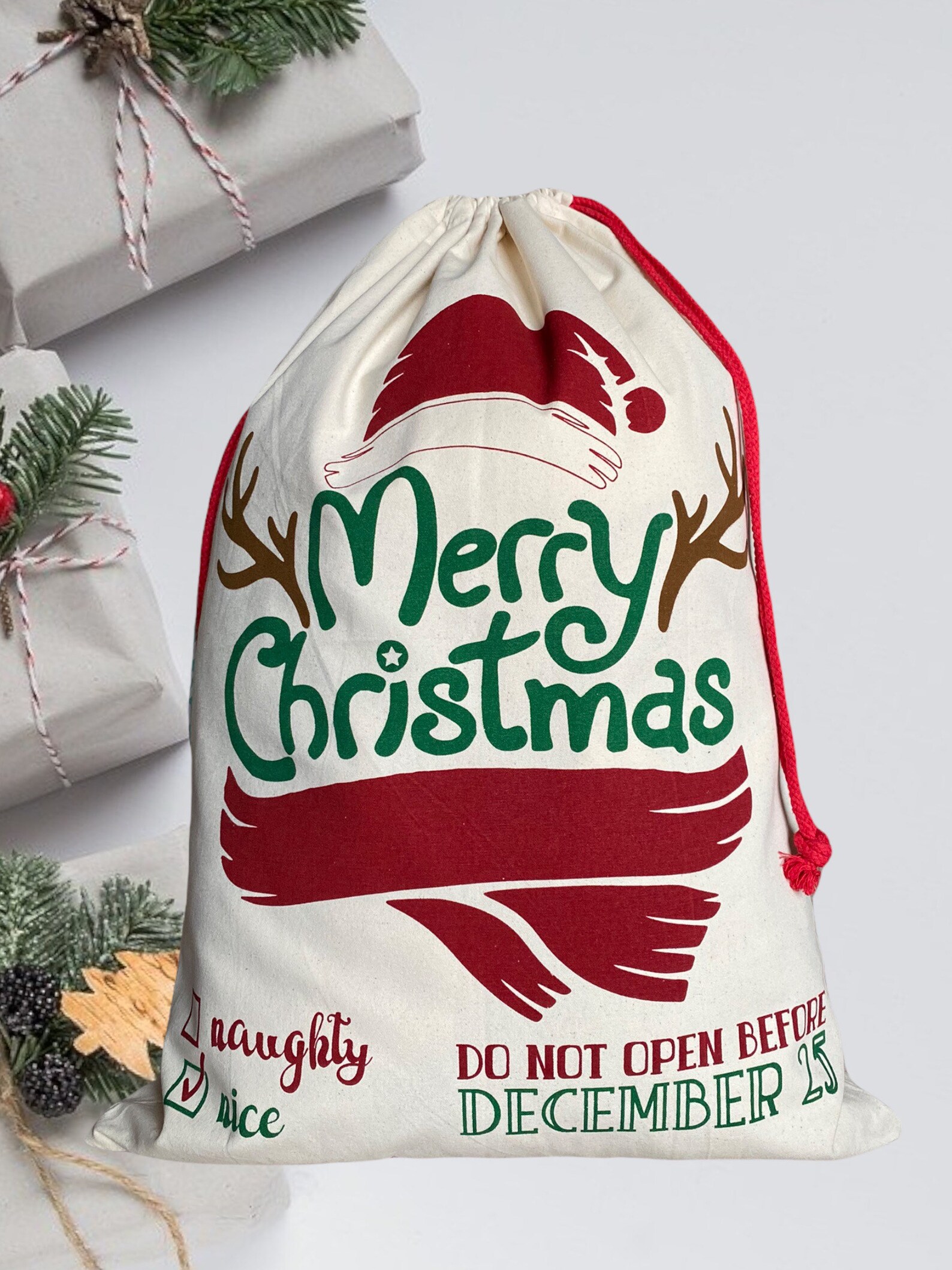 Personalized Drawstring Santa Sack - Canvas Santa Sack -canvas ...