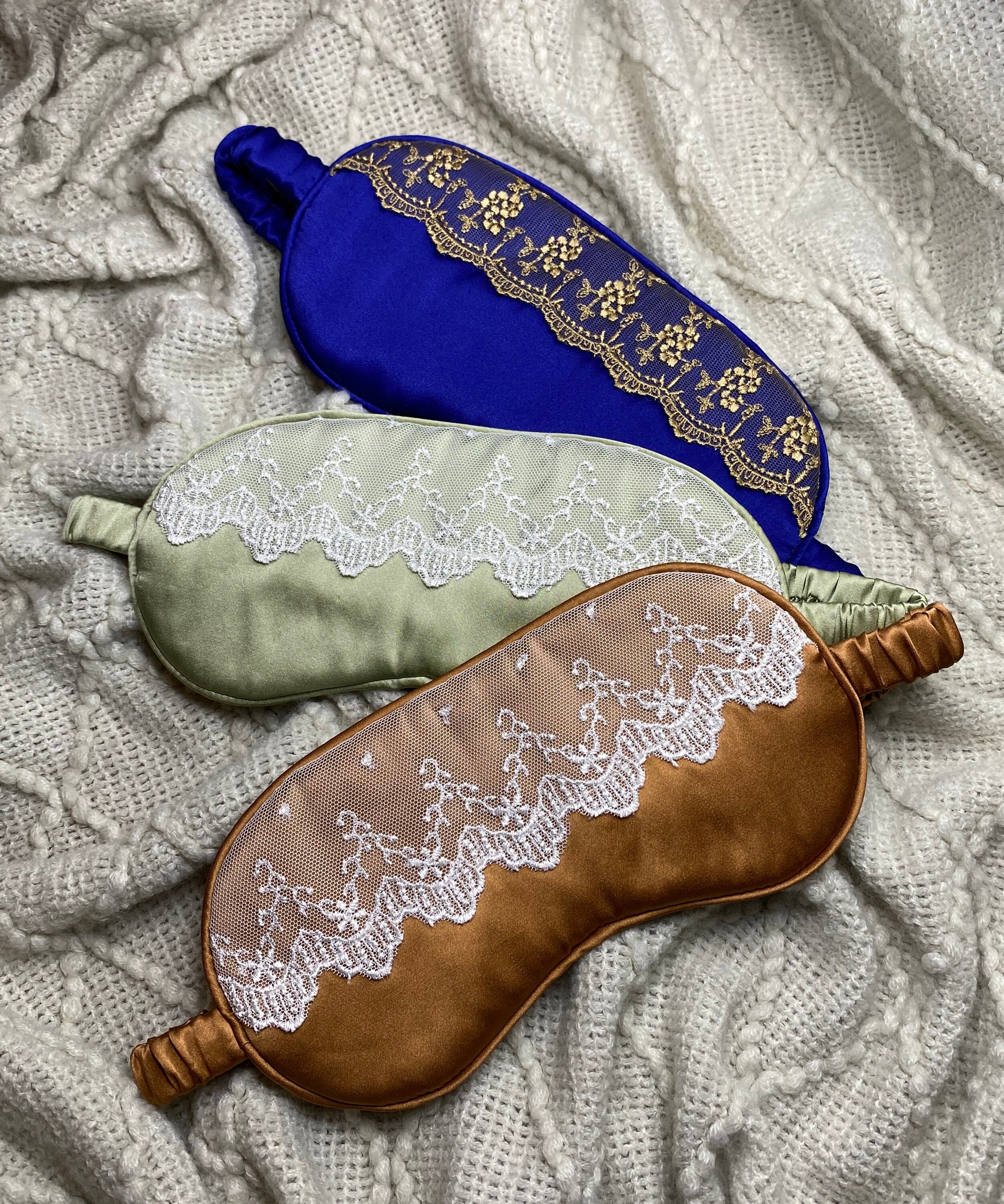 100% Mulberry Silk 16mm Sleep Eye Mask with Lace Applique | Etsy