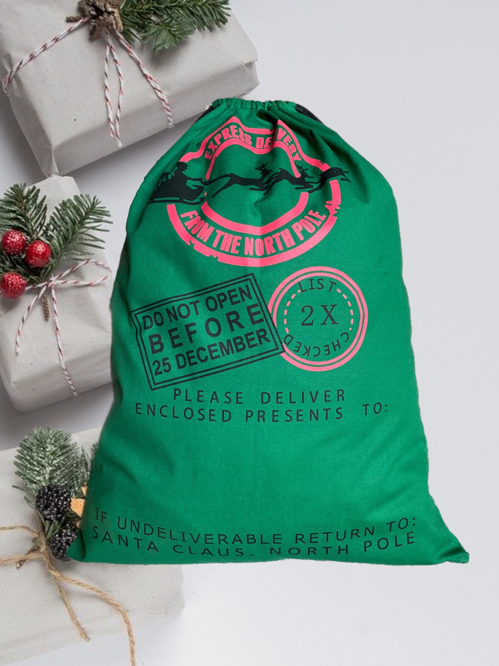 Personalized Drawstring Santa Sack - Canvas Santa Sack -canvas ...