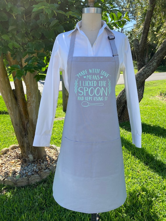 Gray Butcher Style Apron With Center Divided Pocket Made | Etsy