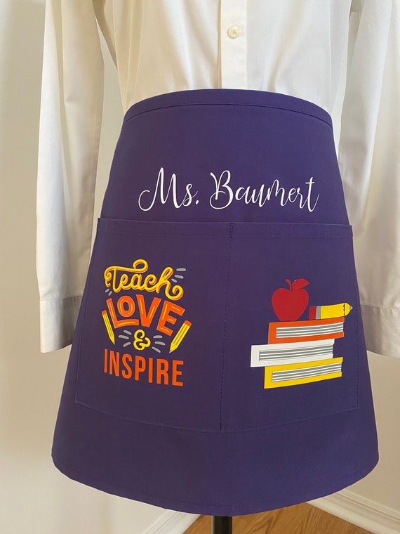 Teacher Waist Apron With Pockets Teach Love Inspire | Etsy