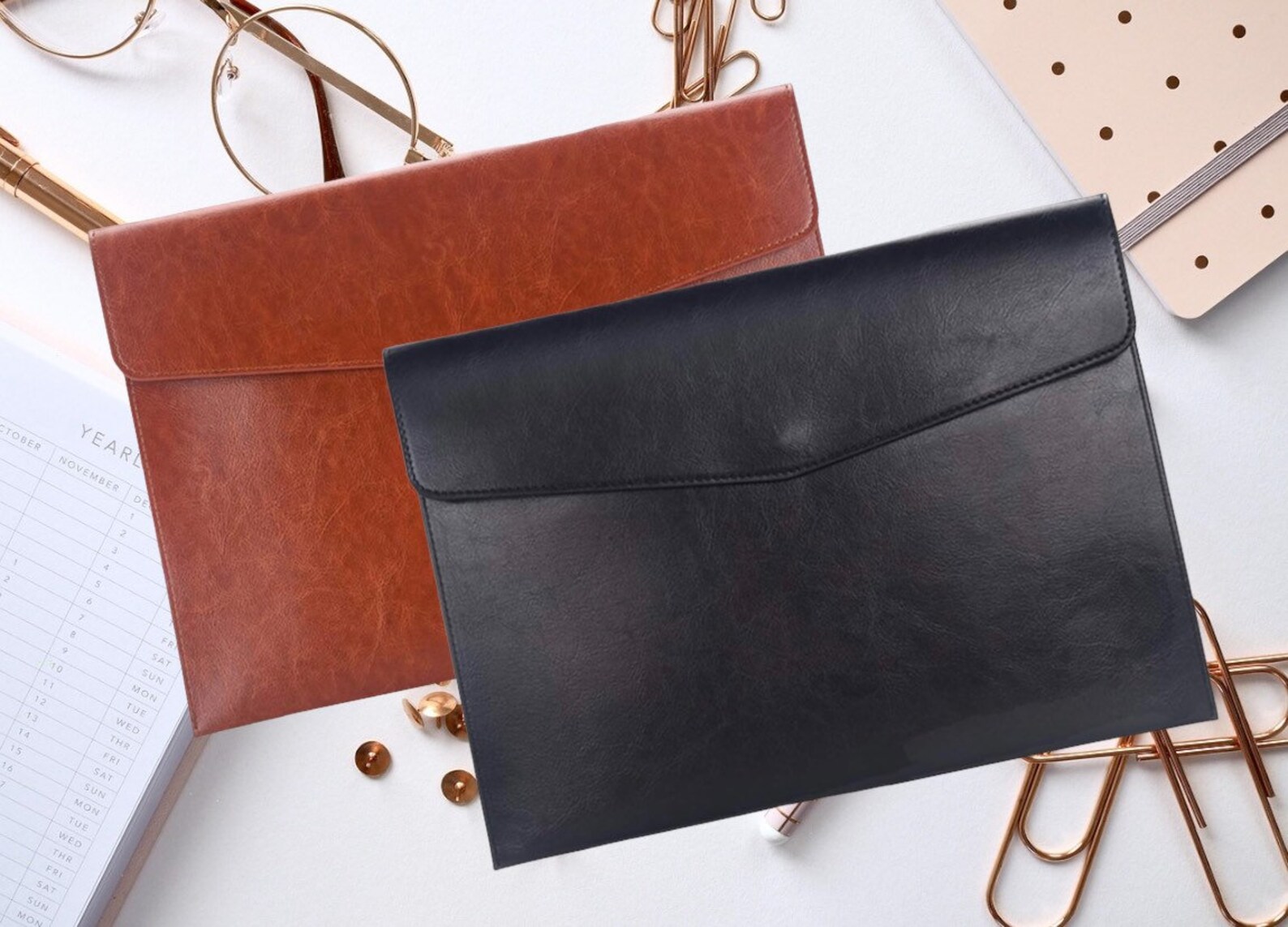 Personalized PU Leather File Folder - Document Holder - Envelope Folder ...