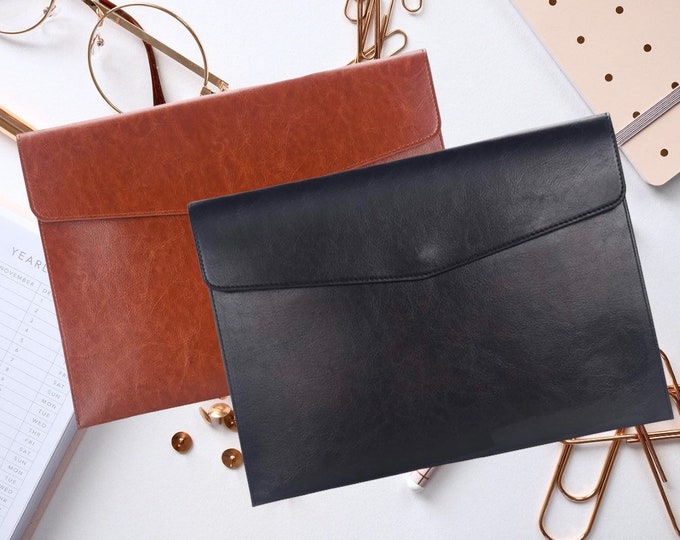 Personalized PU Leather File Folder - Document Holder - Envelope Folder Case - Faux Leather ...