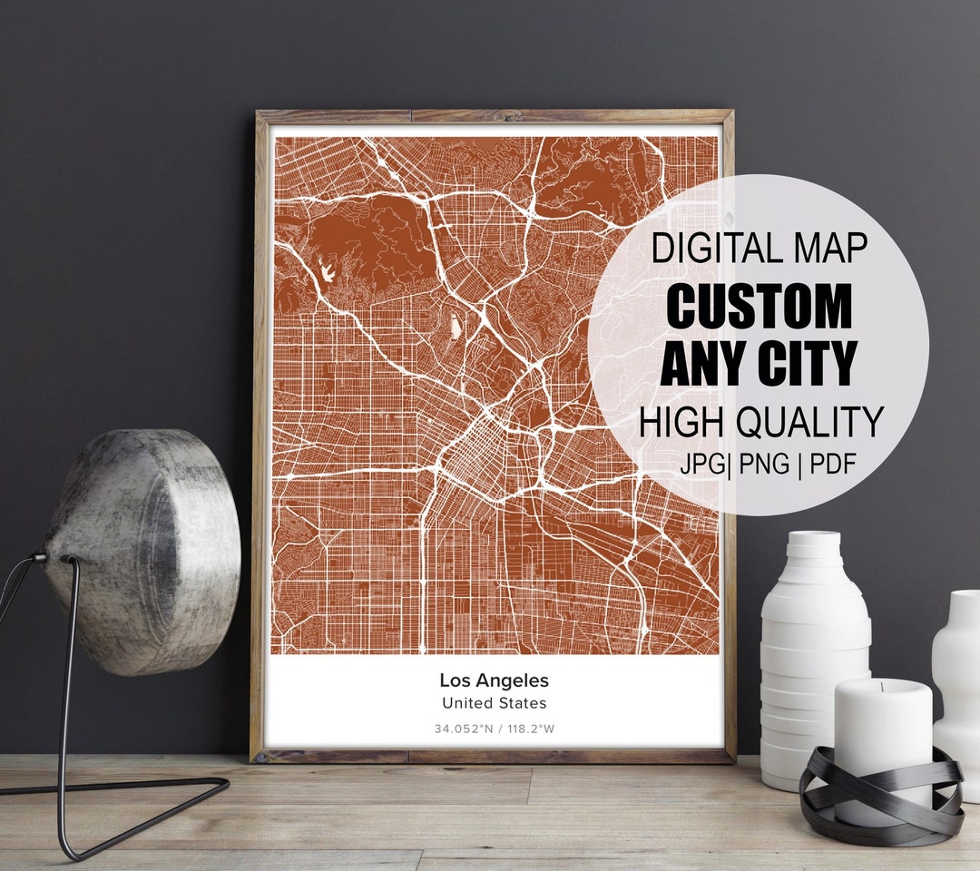 Custom City Map Print city Map Digital Printcustom Map Giftmap ...