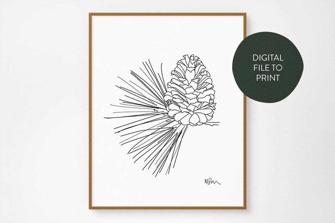 Line Art Printable. Minimalist Wall Art. Printable Art. Pinecone ...