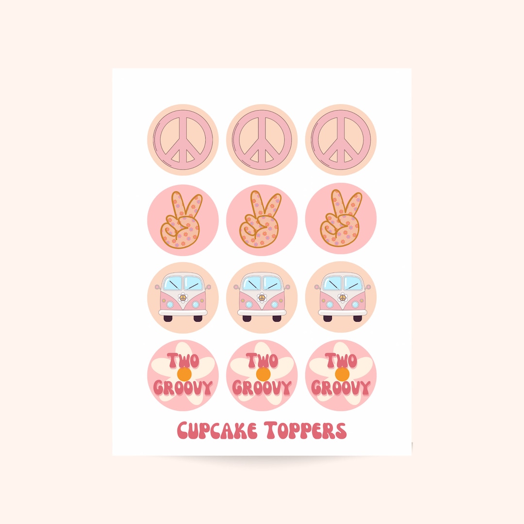 Two Groovy - Cupcake Toppers - Etsy