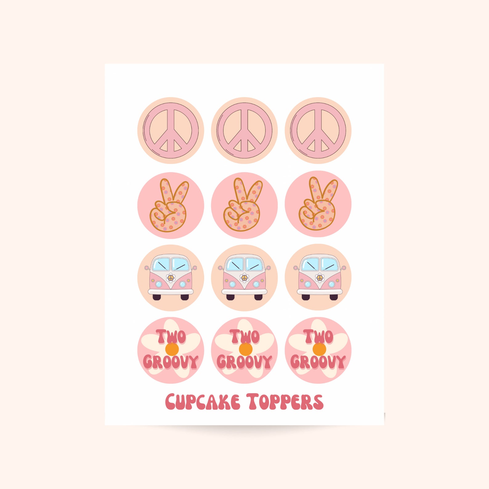 Two Groovy - Cupcake Toppers - Etsy
