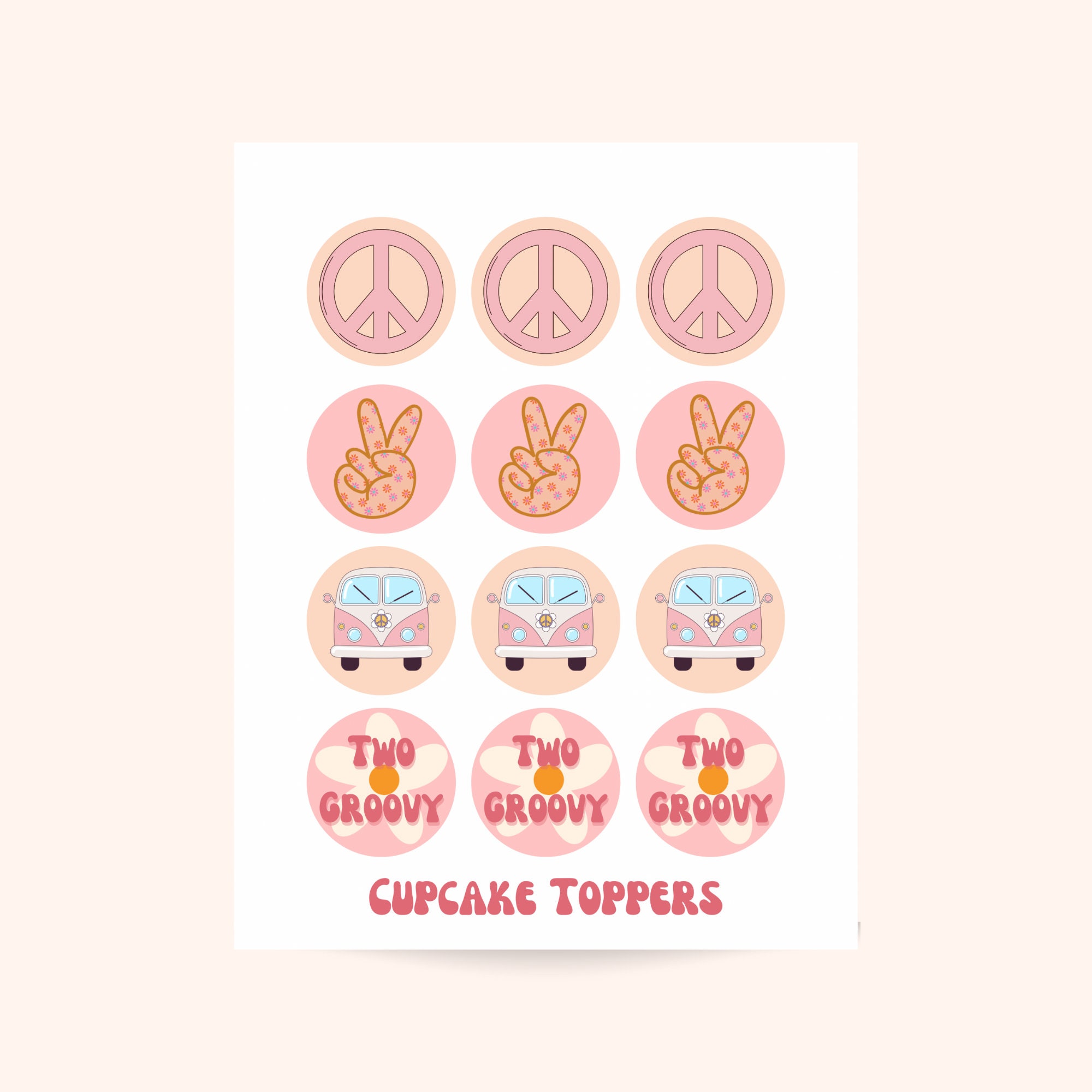 Two Groovy - Cupcake Toppers - Etsy